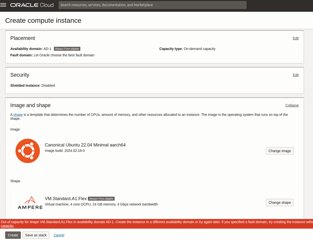 Notification About Available Capacity For Availability Domain — Cloud Customer Connect