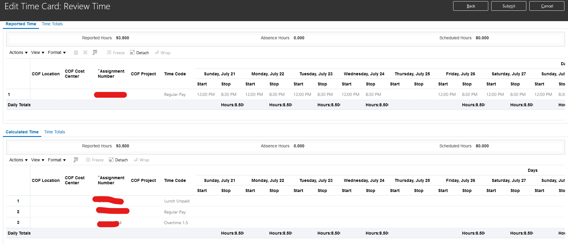Overtime Not Displaying Under Calculated View Of Time Card For Some Employees — Cloud Customer