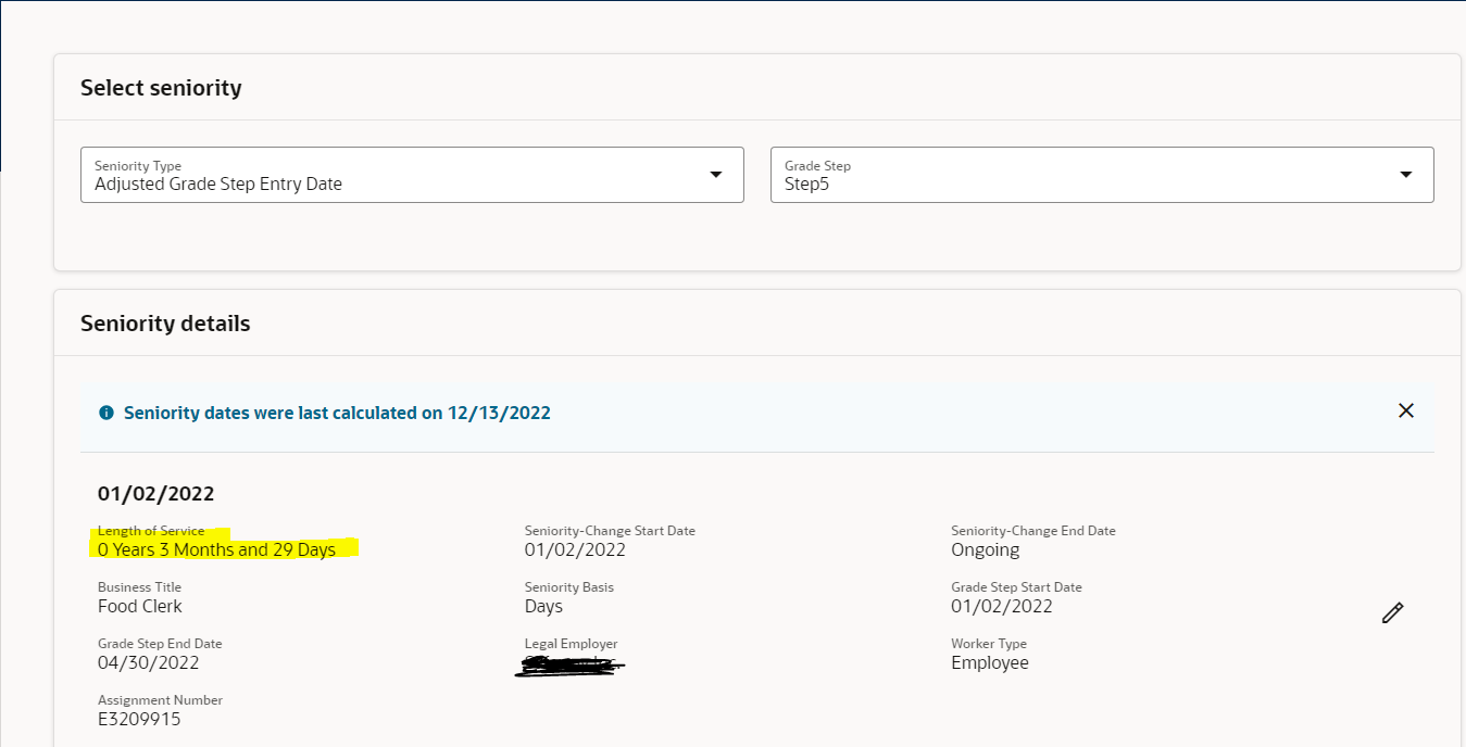 How Can We Hide Field From Redwood Seniority Dates Page — Cloud Customer Connect