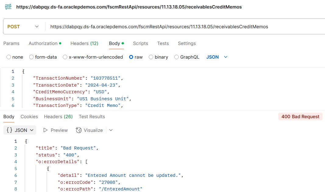 Sample Payload For Fscmrestapi Resources 11 13 18 05 Receivablescreditmemos Rest — Cloud