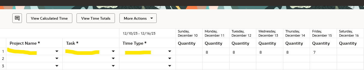 Redwood Value For Project Task And Time Is Not Showing In Redwood Team Timecards — Cloud
