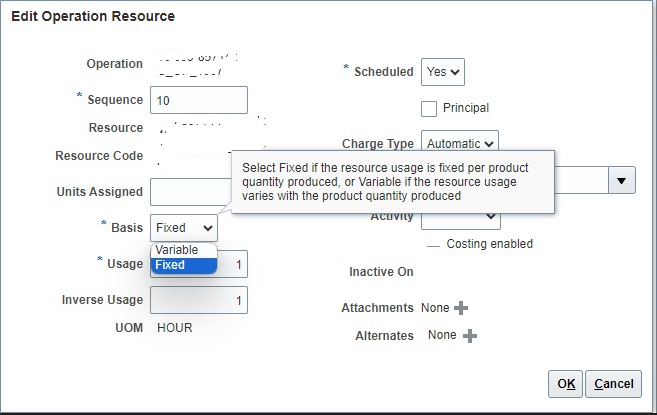 Basis Type Fixed Vs Variable on the Operation Resource in Work Definition — Cloud Customer Connect