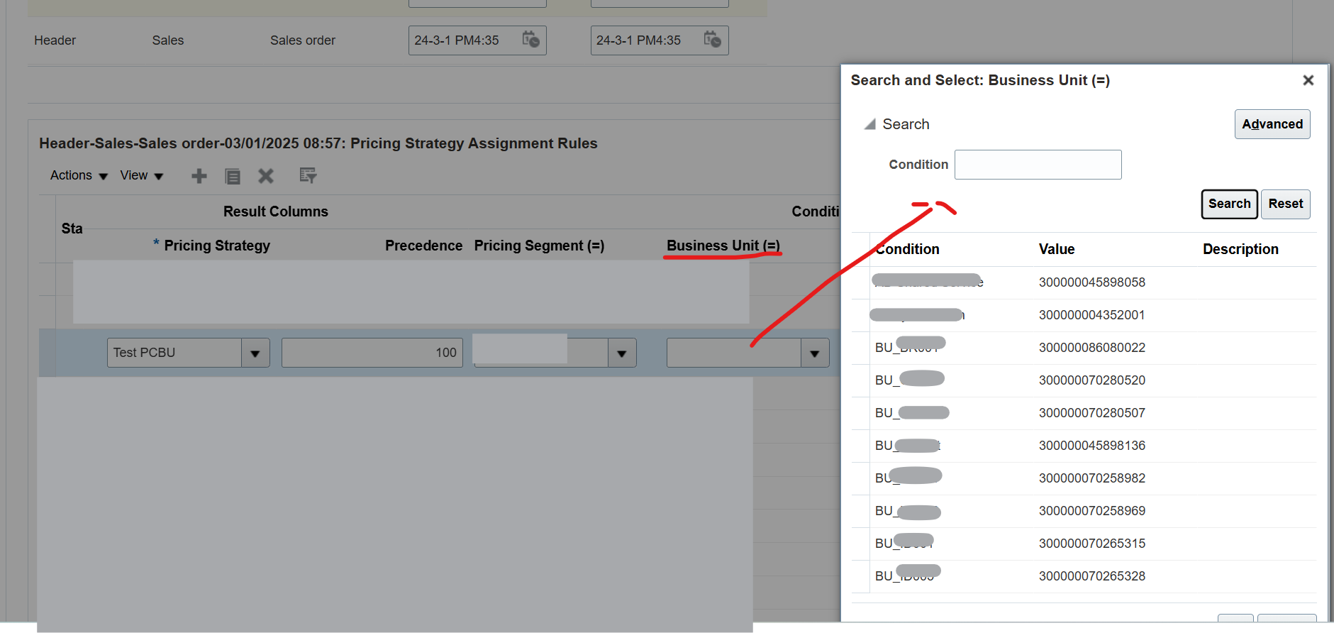 cannot select PCBU on pricing strategy assignment matrix — Cloud Customer Connect