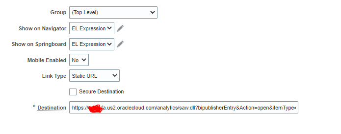 Use of dynamic URL to run the report on Home page link — Cloud Customer Connect