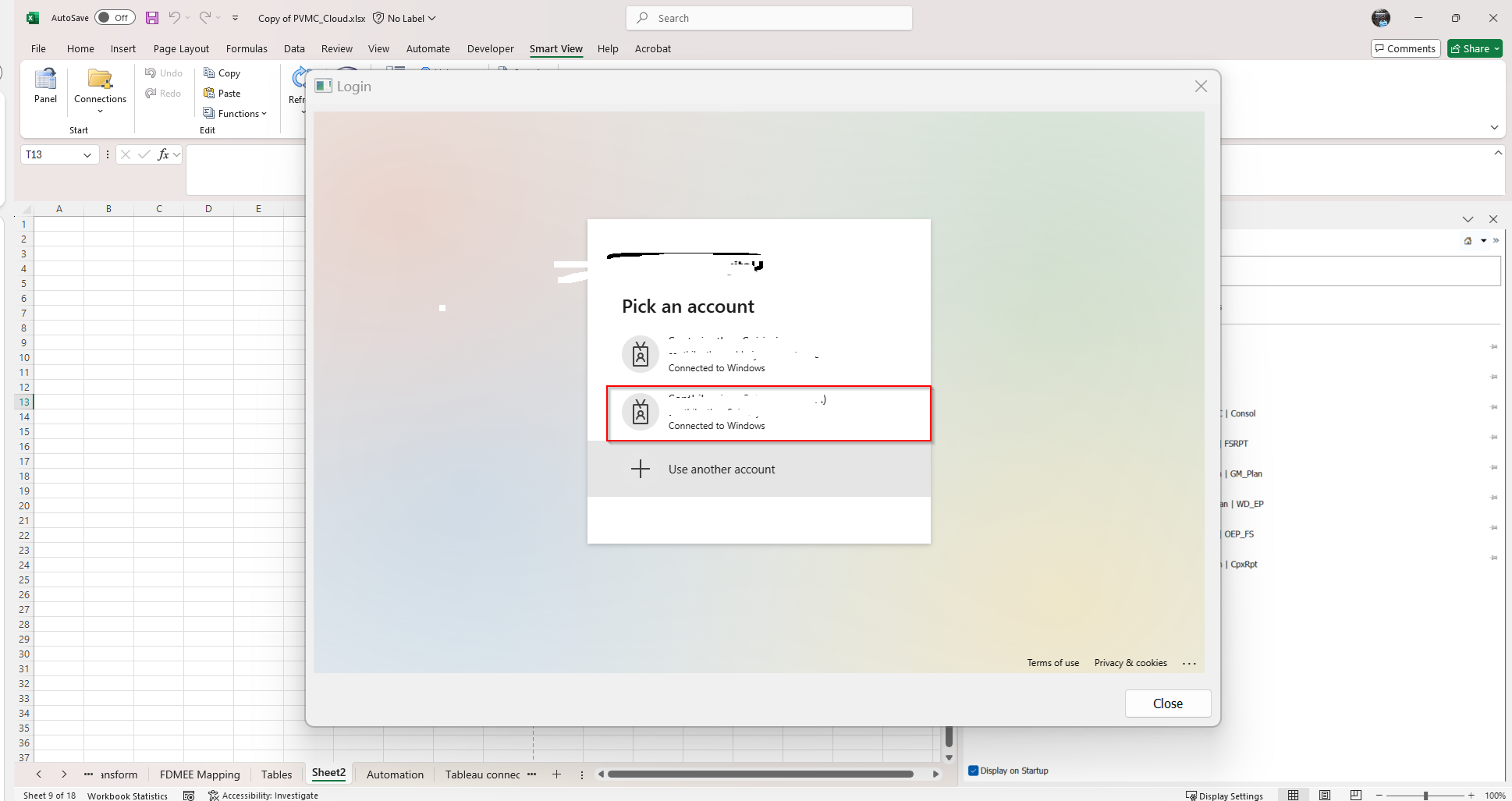 User cannot log-in to SmartView and Logon screen keep reappearing using SSO — Cloud Customer Connect