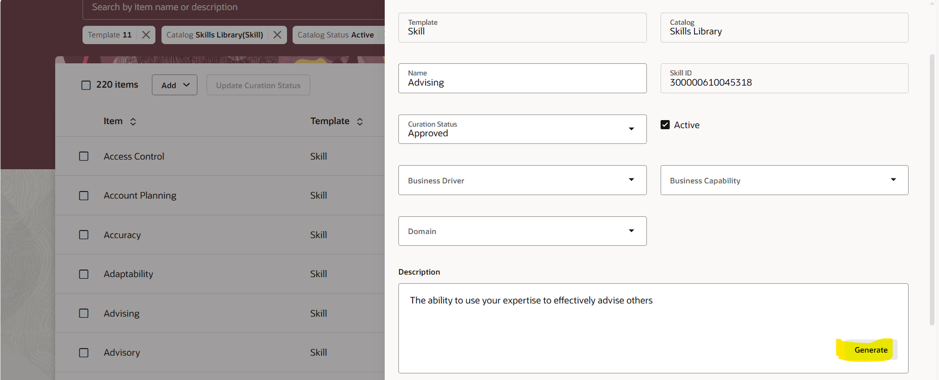 how to hide Generate button in VBS from Content Items in Skills — Cloud ...