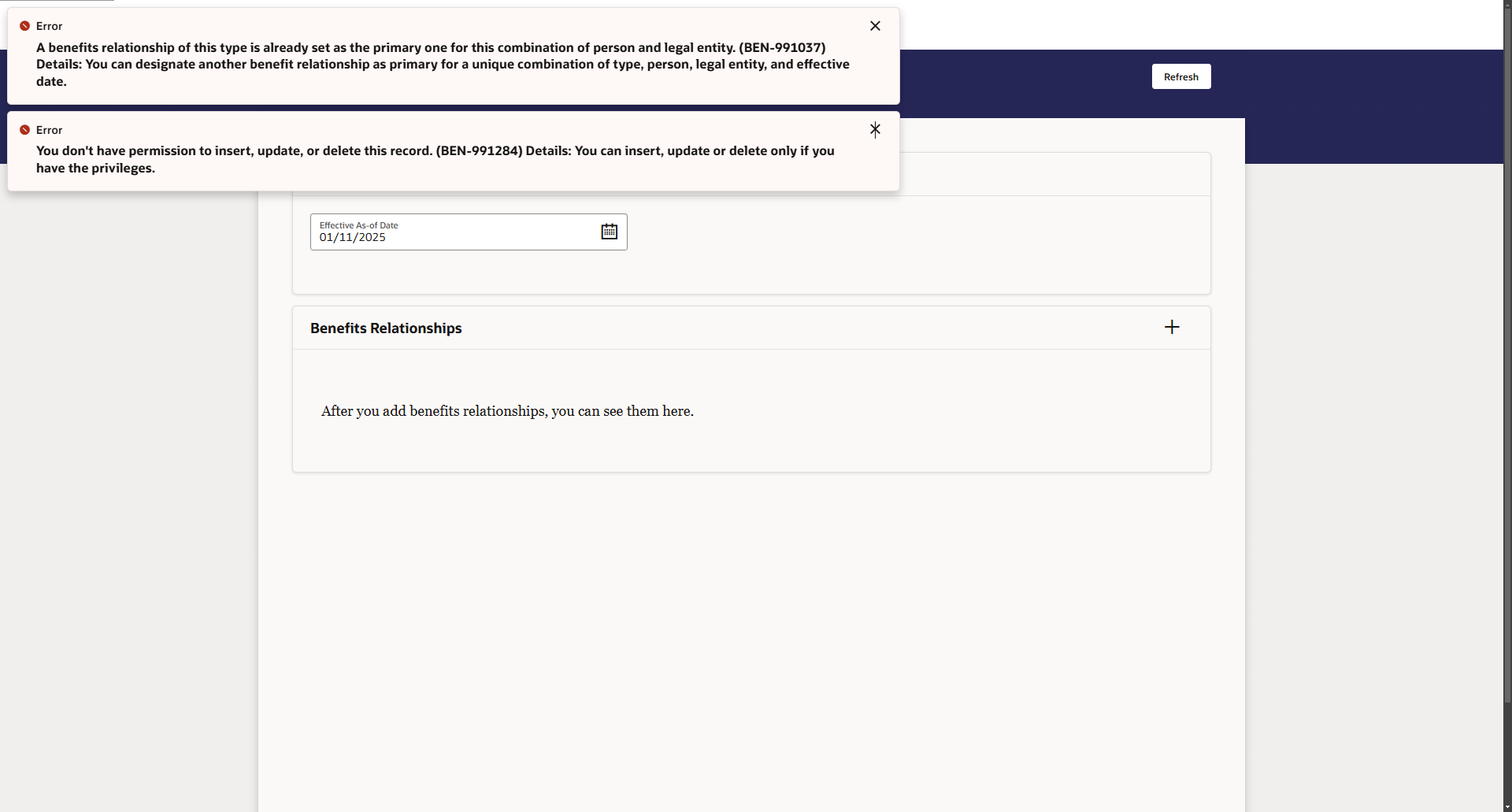Benefit Relationship does not show in Redwood UI but does display in Responsive UI — Cloud ...