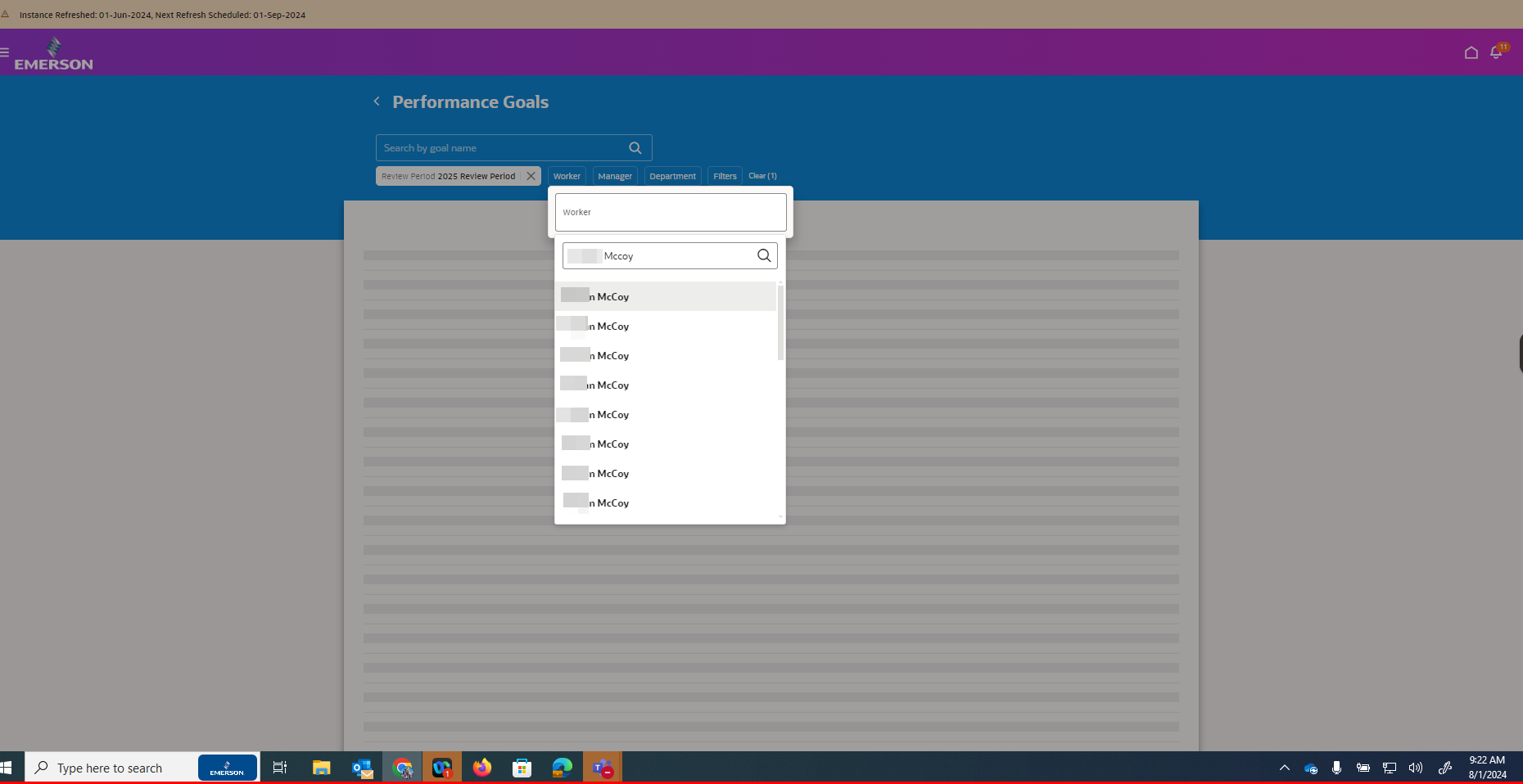 Searching For Employee Performance Goals Redwood Page — Cloud Customer Connect