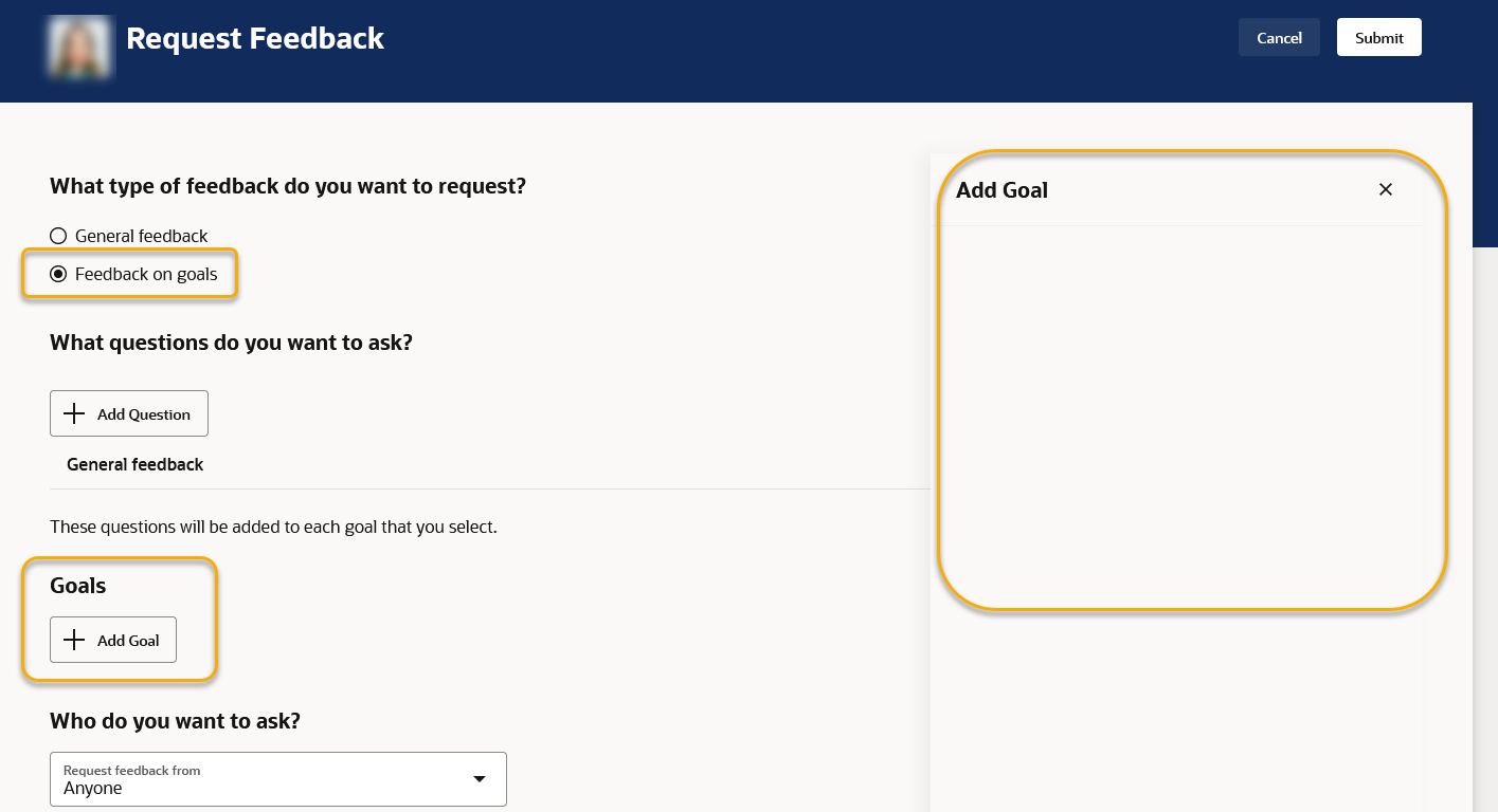 Redwood Request Feedback Feedback On Goals No Goals Appearing — Cloud Customer Connect