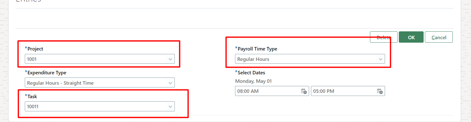 How To Get Project And Task In Time Entry Rule Fast Formula — Cloud Customer Connect