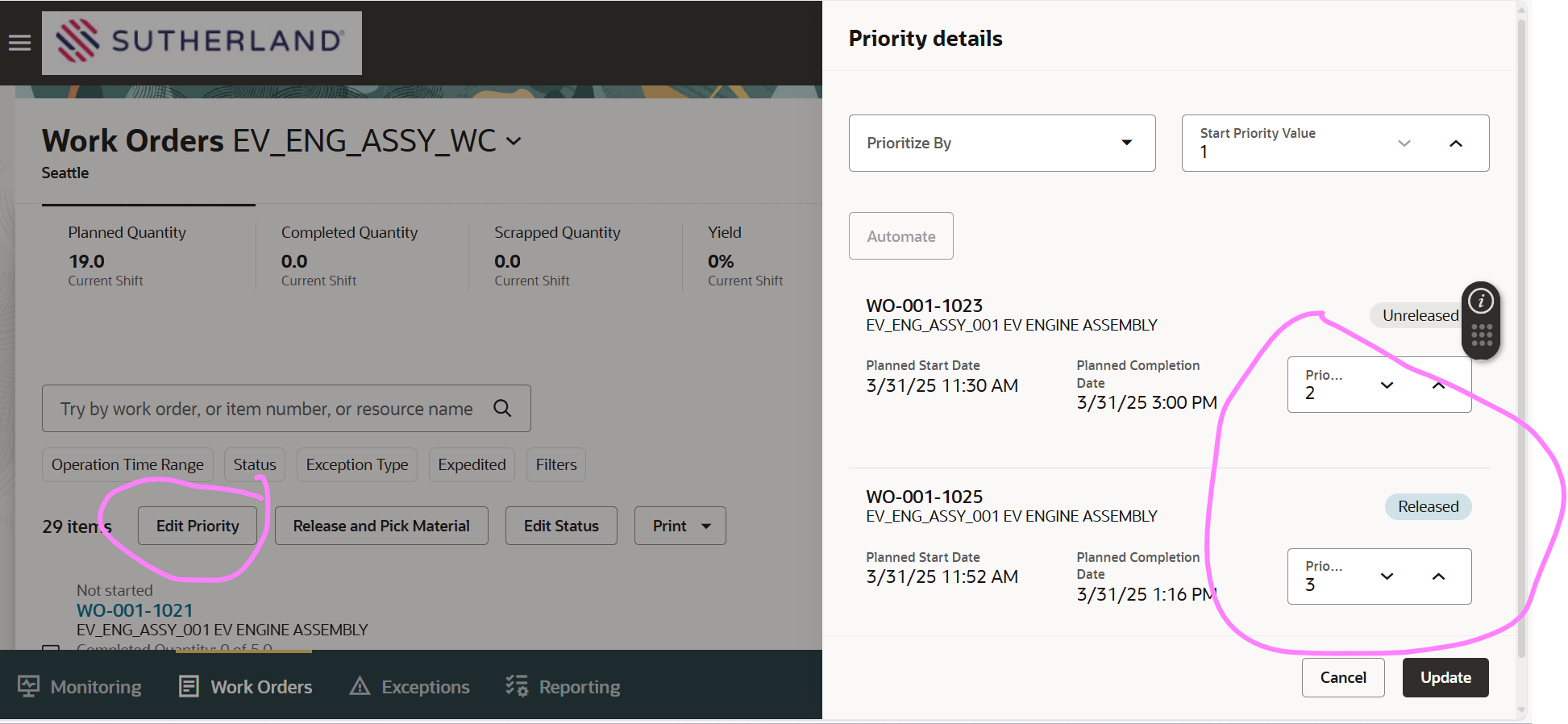 Difference Between Set Execution Sequence And Work Order Priority In 8951