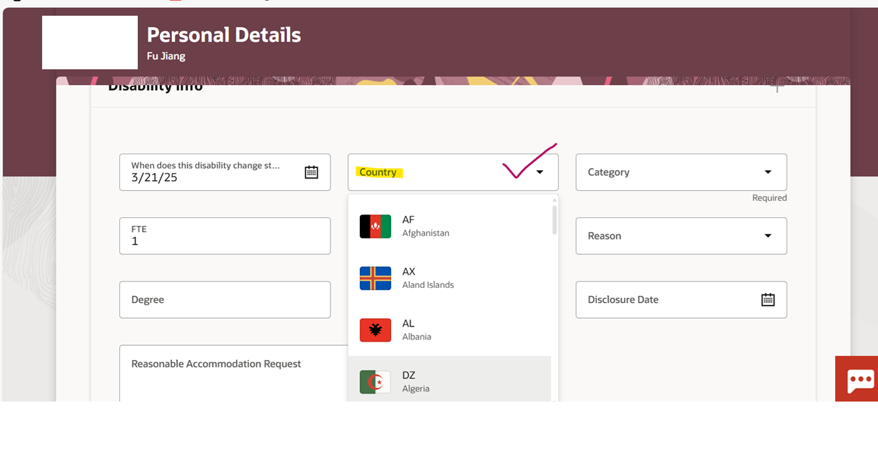 Not able to set Canada as the default country in Disability Info ...
