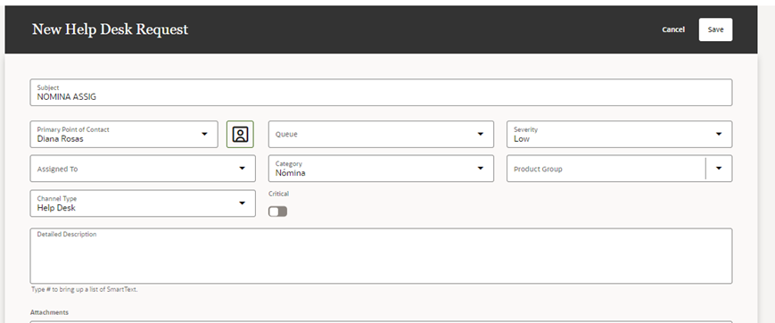 Automatic assignment of HR Help Desk request — Cloud Customer Connect