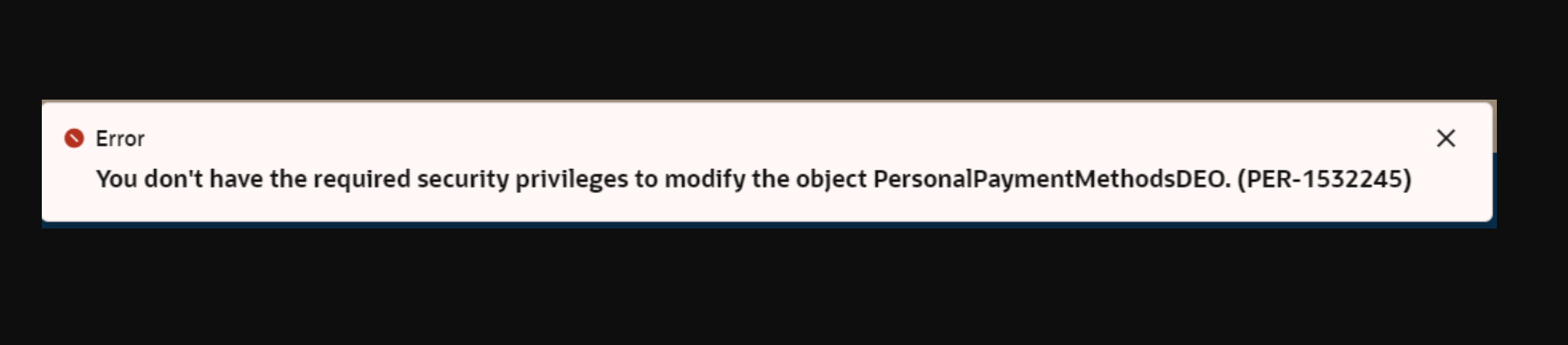 You don't have the required security privileges to modify the object ...