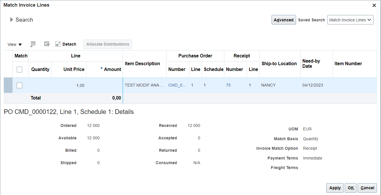 How to quickly identify receipts in Invoice Line Matching menu ...