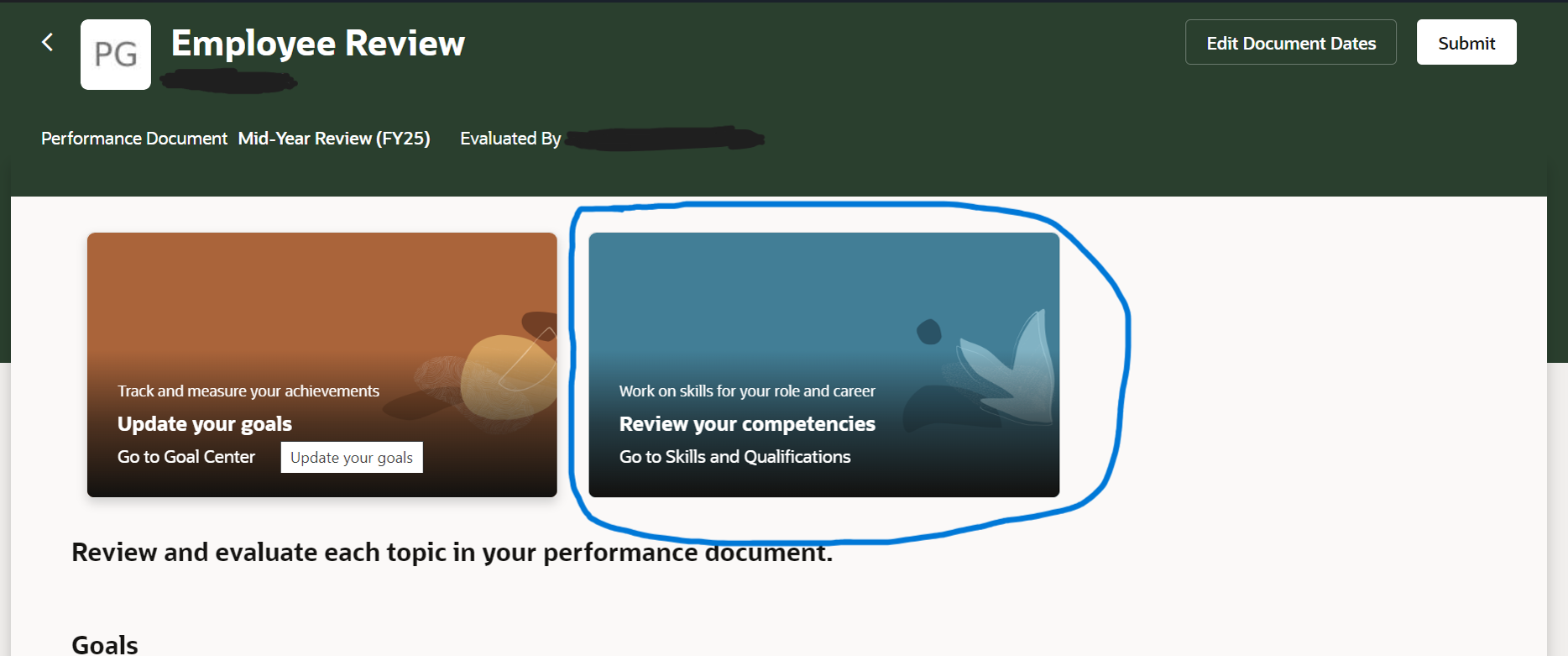 Unable To Hide Card In Performance Document Page In Ess With Visual Builder Redwood — Cloud