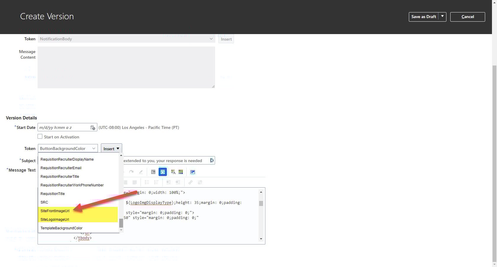 Create custom dynamic tokens for use in Recruiting notifications or hide bg images from Career ...
