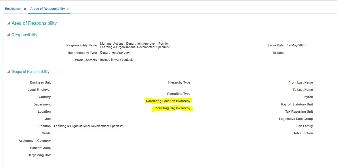 SQL to get Recruiting Loc Hierarchy and Recruiting Org Hierarchy from ...