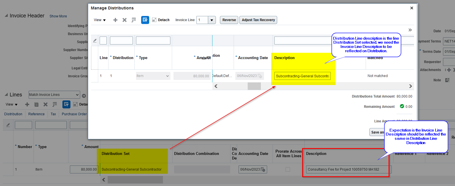Ap Invoice Line Description Is Not Reflecting In Invoice Distribution
