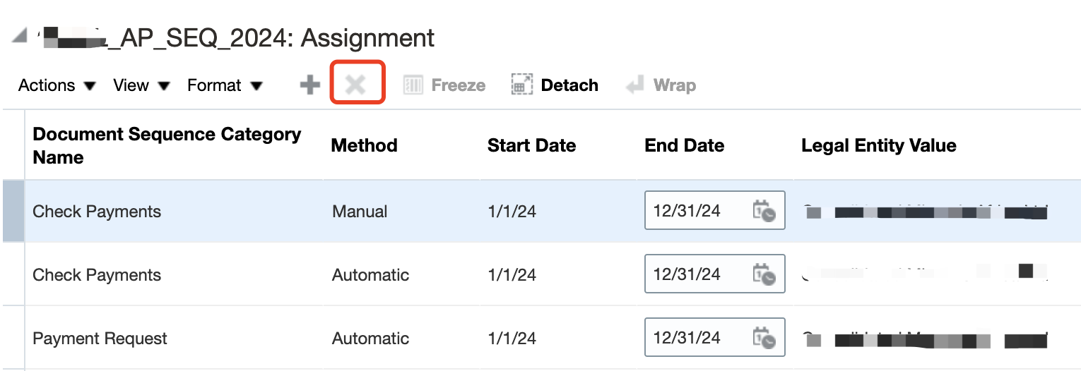 How to delete Payables Document Sequence assignment? — Cloud Customer Connect