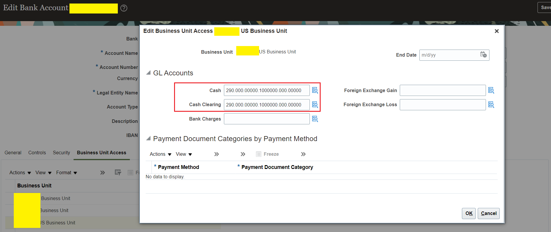 Not able to setup the BSV for the Cash Clearing Account Class — Cloud ...