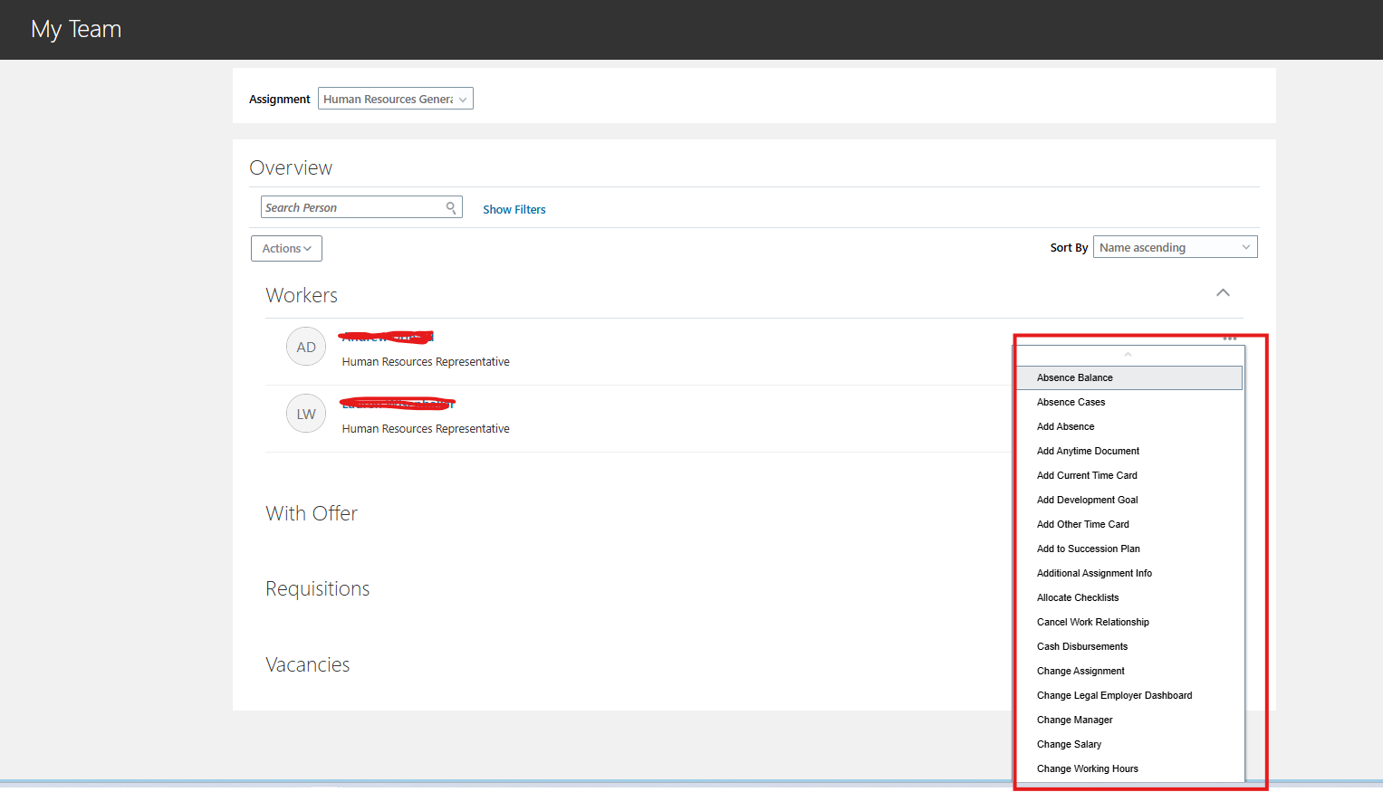 How to update task list for Workers under My team — Cloud Customer Connect