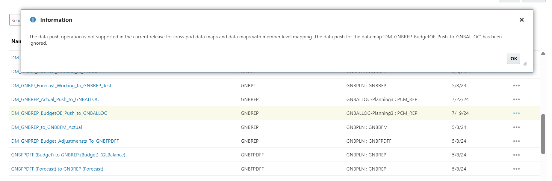 Unable to push data using Data Maps for Cross pod — Cloud Customer Connect