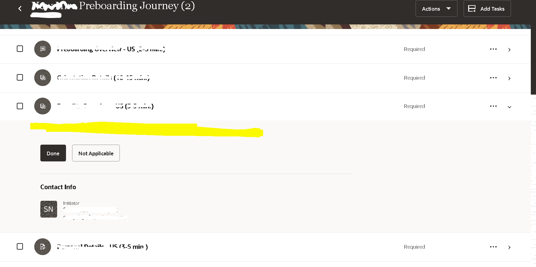 Allocated A Journey Task Using Hdl But The Task Content Is Not Visible In The Journey Page
