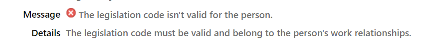 Hdl Error Message The Legislation Code Isnt Valid For The Person — Cloud Customer Connect