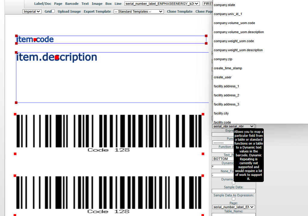 Not able to add container number barcode on serial number label — Cloud ...