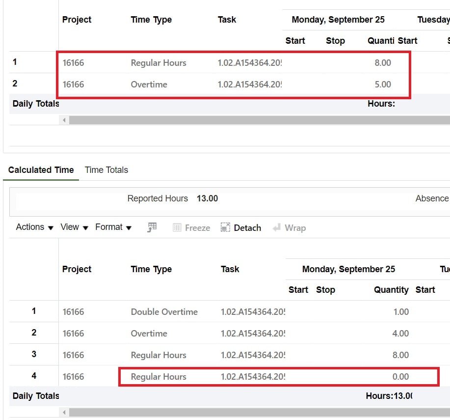 Time reclassification for California state - removing the extra entry from the calculation ...