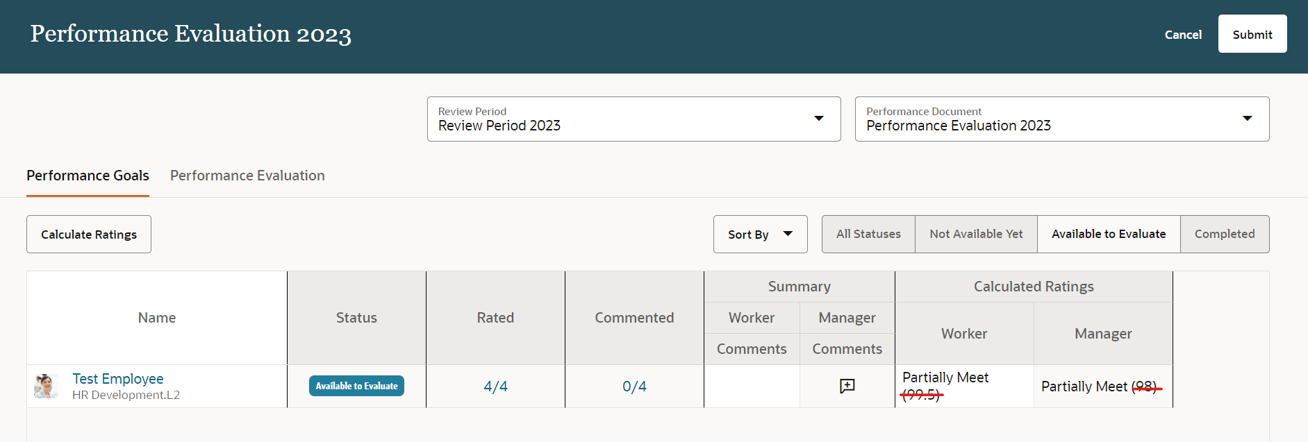 Customization "All-In-One Evaluation": hide Numeric Rating of ...