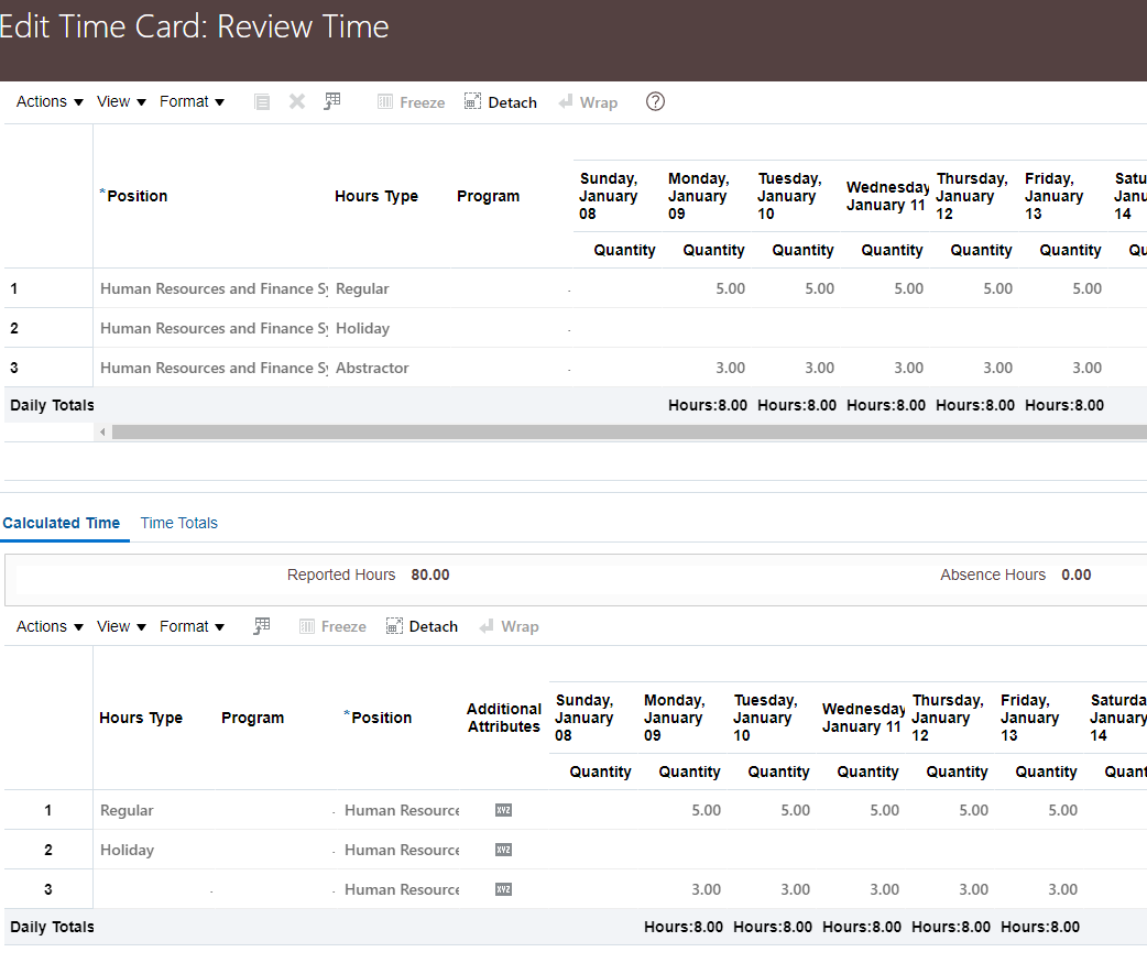 Time Card showing blank for newly-created Hours Type — Cloud Customer Connect