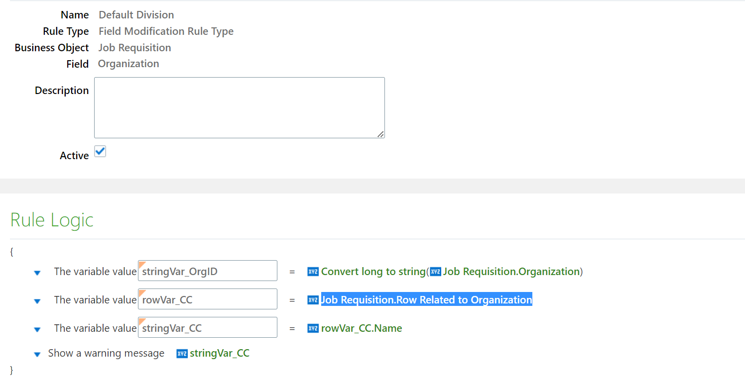 Business Object Job Requisition Row Related To Organization Not Fetching Selected Organization