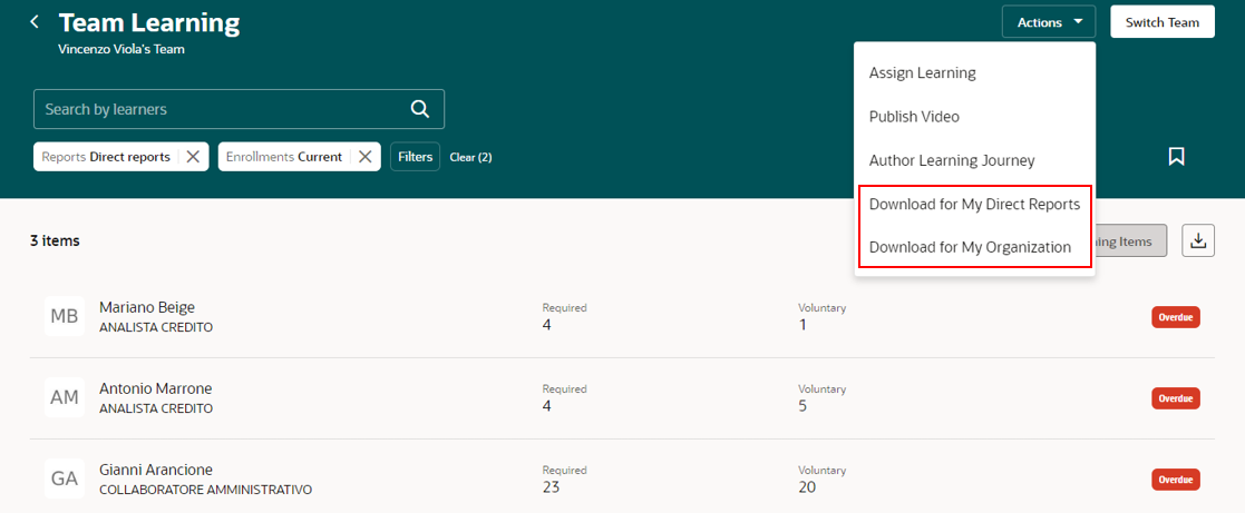 "Download for my direct report" from Team Learning is editable? — Cloud ...