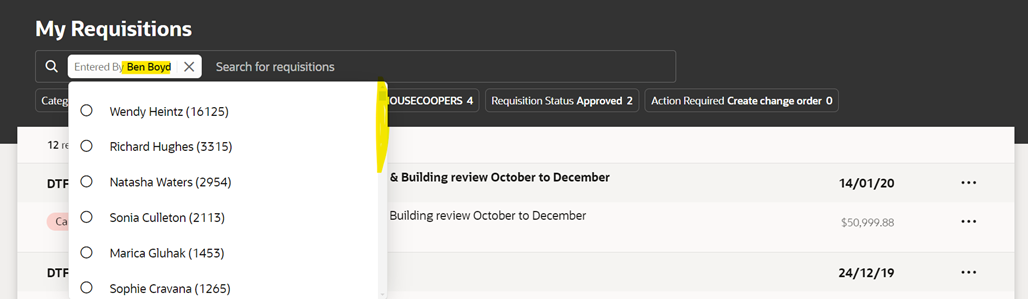 Rssp Advance Search Filter Under Rssp My Requisition Is Not Available — Cloud Customer Connect