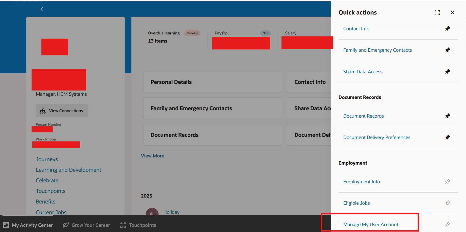 How to hide 'Manage My User Account' in VBS — Cloud Customer Connect