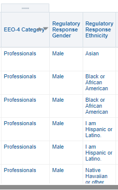 EEO-4 Category table name — Cloud Customer Connect