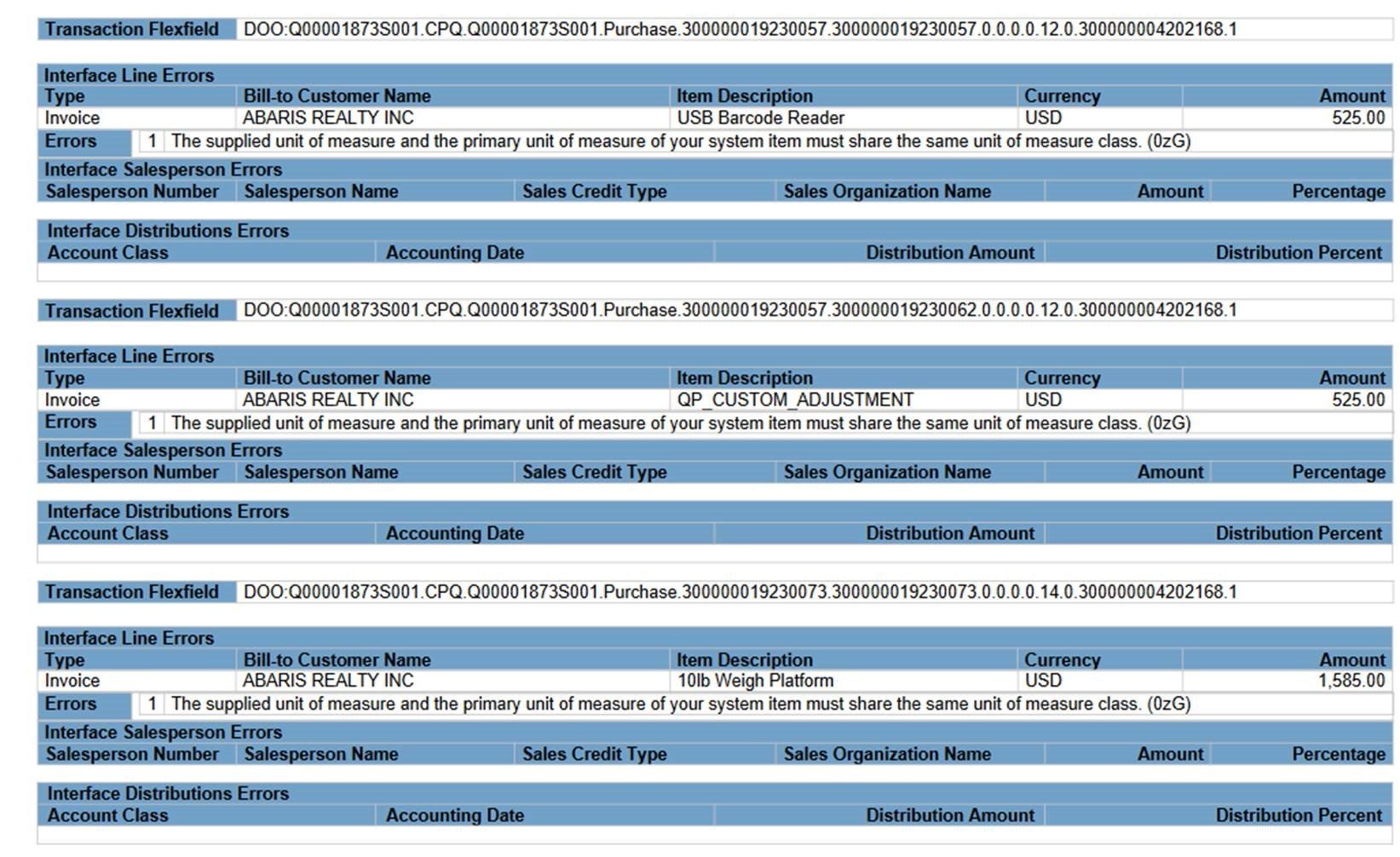 The Supplied Unit of measure and Primary unit of measure of your system ...