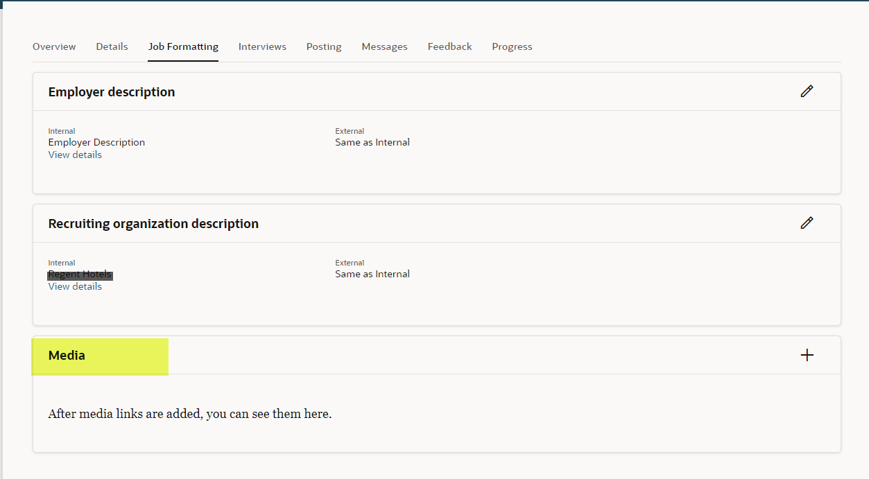 Redwood Recruiting Media Section On Requisition Formatting Page — Cloud Customer Connect