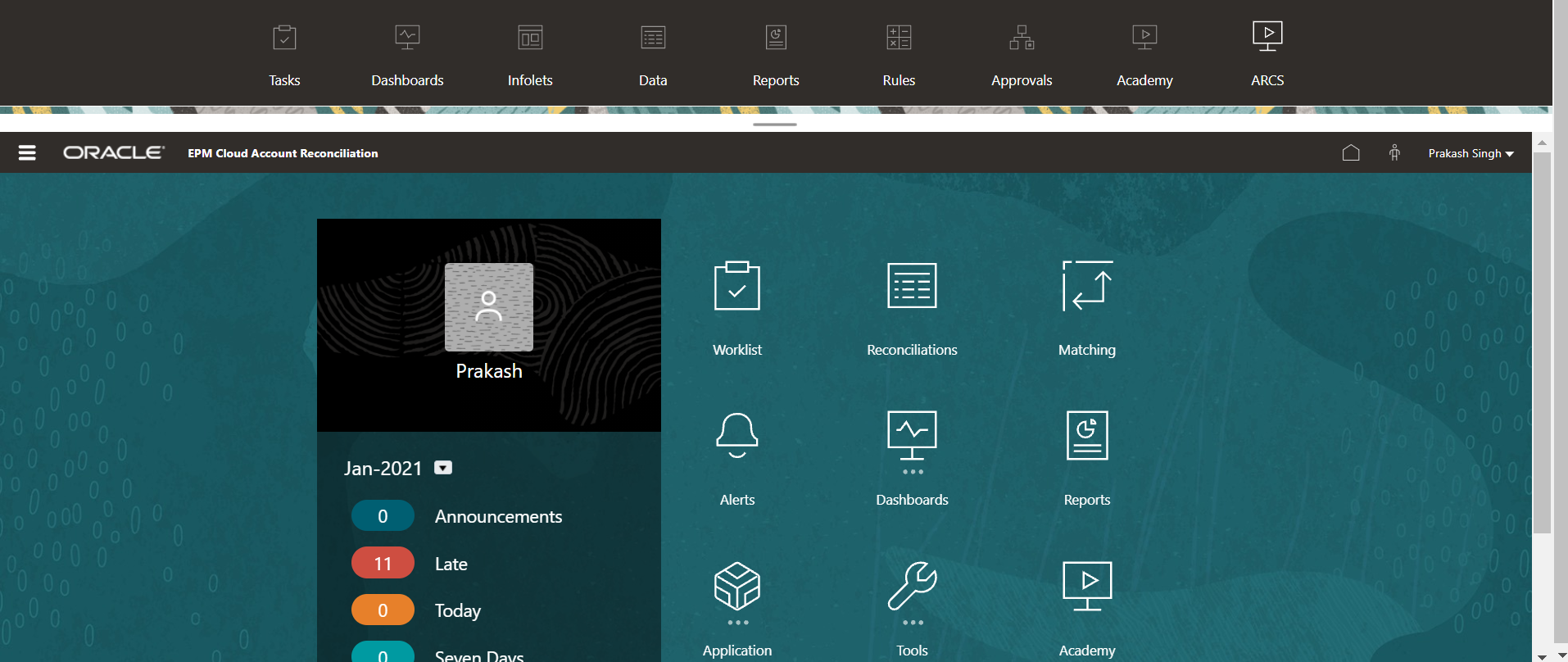 Displaying Arcs Compliance Dashboard In Fccs — Cloud Customer Connect