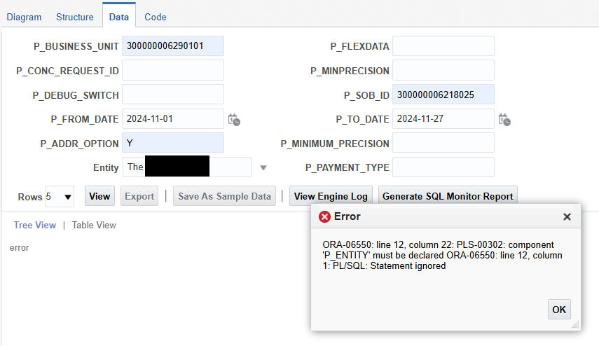 Error on Payables Payment Register Data Model — Cloud Customer Connect