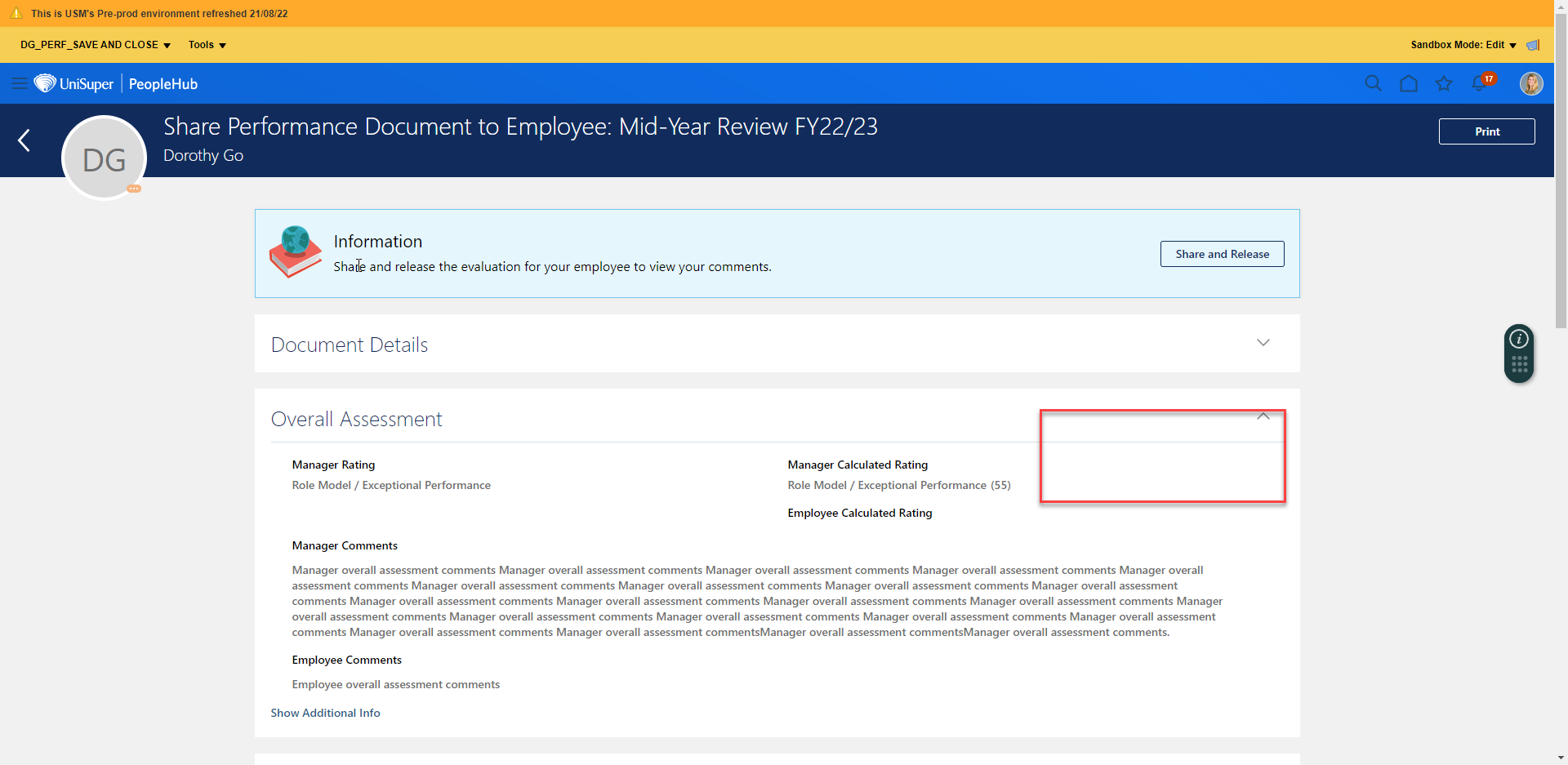 Manager Should Be Able To Update Their Ratings Prior To Sharing And Releasing — Cloud Customer