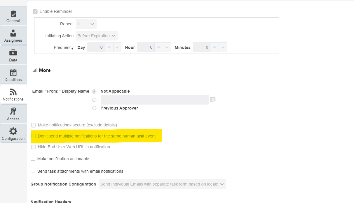 Don't send multiple notifications for the same human task event — Cloud Customer Connect