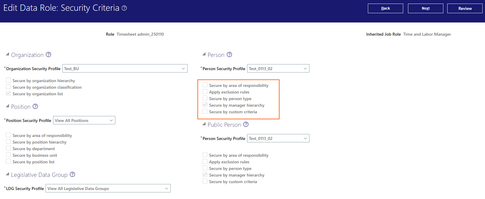 Why I can't see 'secure by department' in person security profile ...