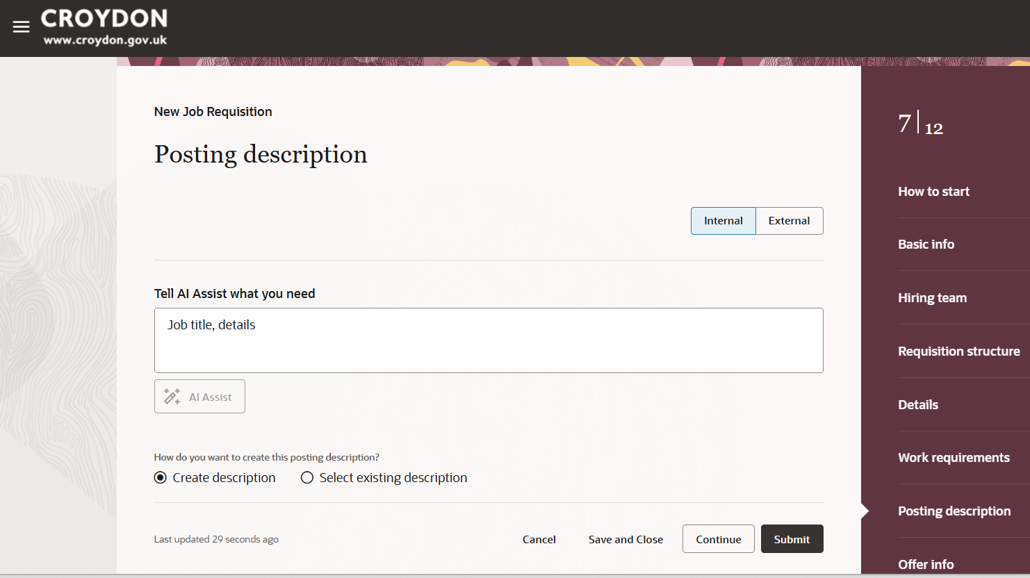 AI Assist button for posting description — Cloud Customer Connect