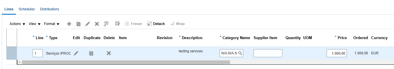 how to create a Purchase order for a BPA with service line type ...