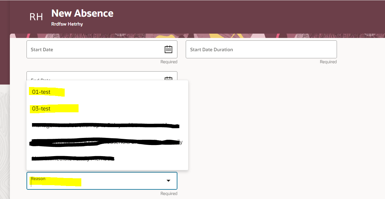 Add absence redwood reason dropdown-how to change the order of reasons ...