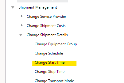 Change Start Time with action after tender sent — Cloud Customer Connect