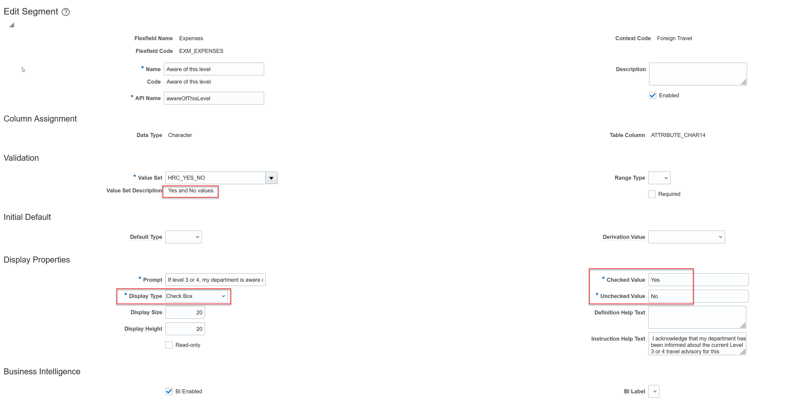 Expense DFF- Checkbox Error — Cloud Customer Connect